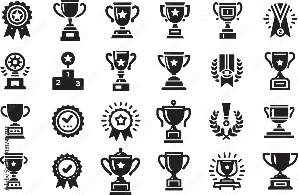 Award & Trophy cup icon set. Winning icons collection. Award symbols ...