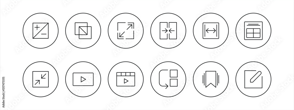 Collection of user interface icons, layouts, markers, multimedia, edit ...