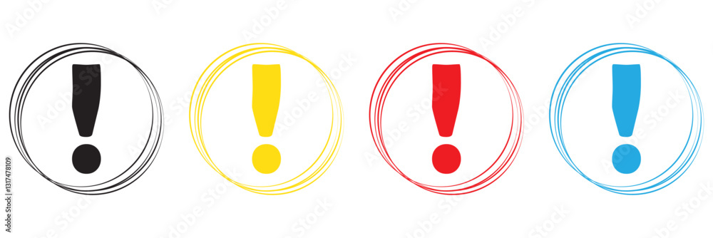 Hazard symbol in black and white color with exclamation symbol in ...