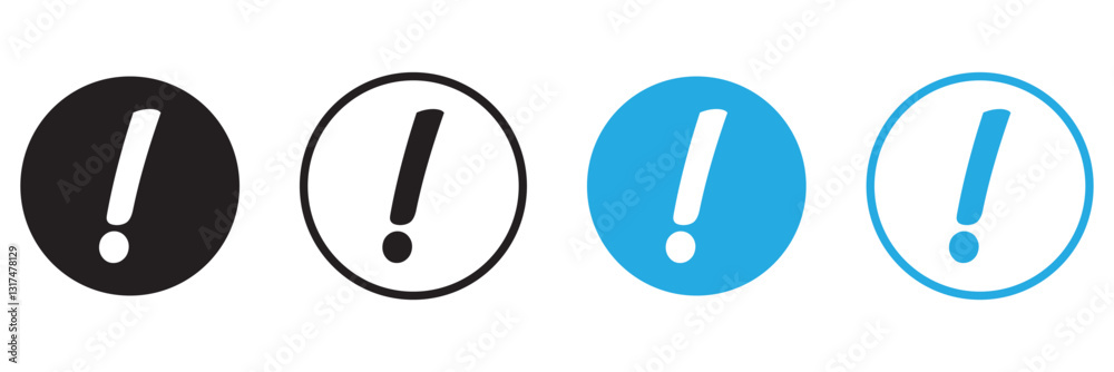 Hazard symbol in black and white color with exclamation symbol in ...
