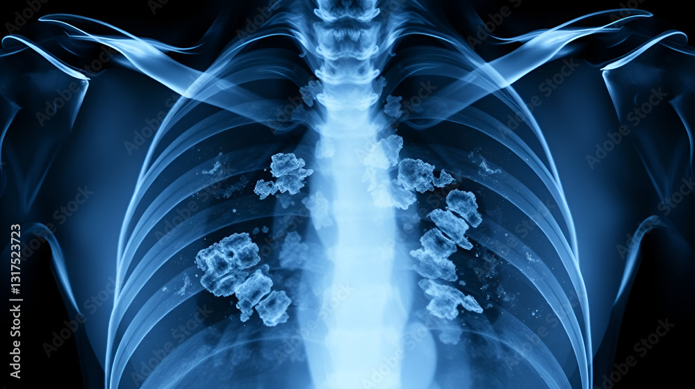 Chest X-ray of old patient ( calcification at rib , trachea ) Stock ...