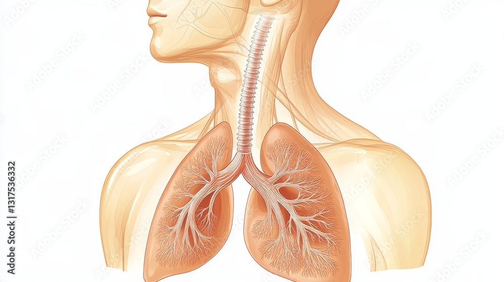 Human Respiratory System anatomical vector illustration, medical education cross section diagram ...