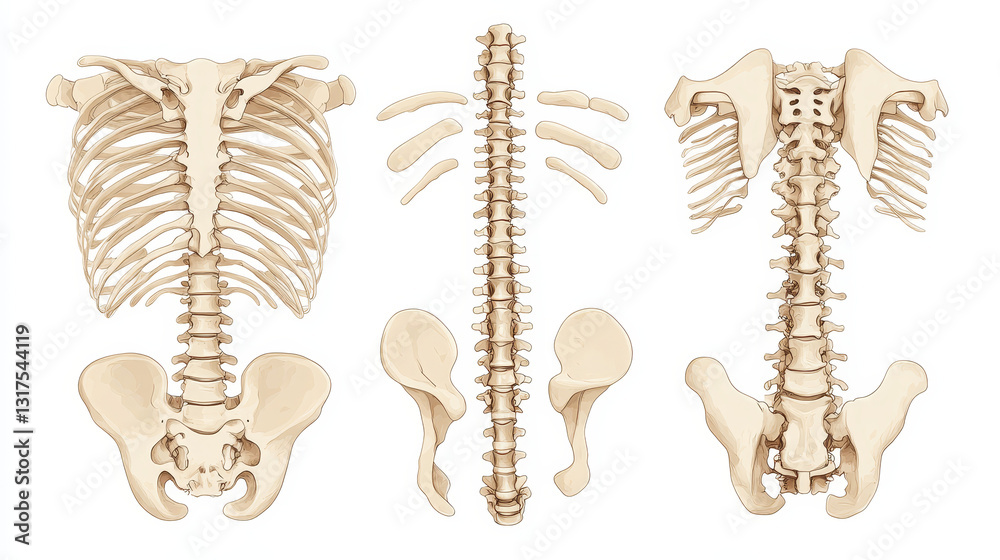 Spinal cord schematic diagram with all sections - cervical spine ...