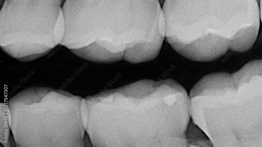 Human teeth X-Ray image. Teeth fillings scan and dental nerve removal ...