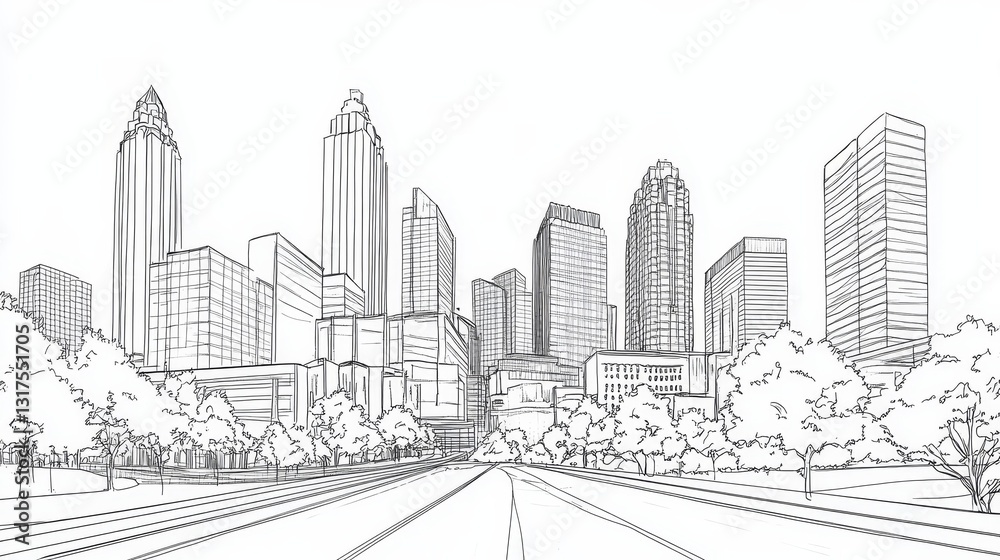 atlanta skyline coloring page