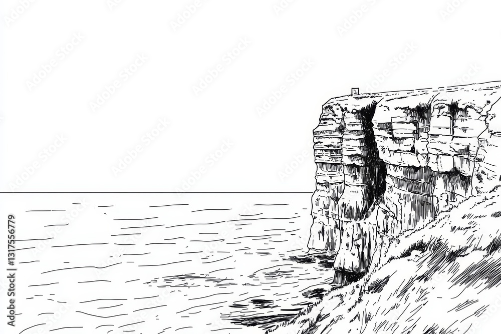 Cliffs of Moher Line Art Coloring Page - Intricate line art coloring ...