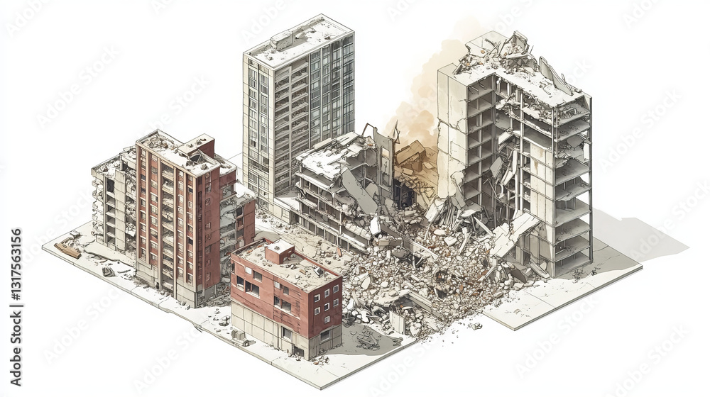 Earthquake magnitude levels vector illustration diagram, Richter scale ...