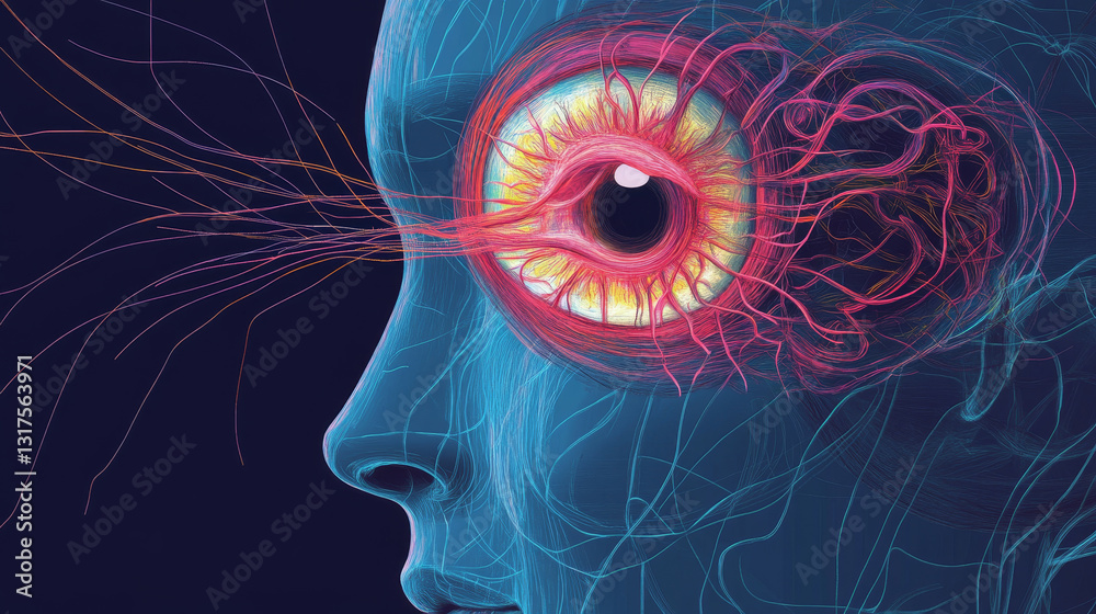 How eye work medical illustration, eye - brain diagram, eye structure ...