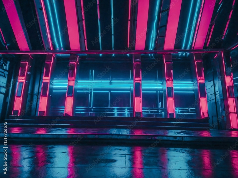 Abstract blue, mint, and pink background with cyberpunk, rave 80s, 90s ...