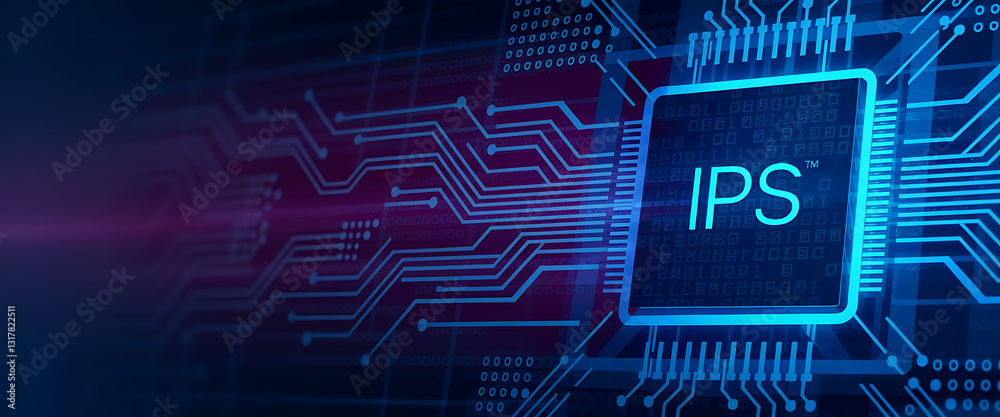 IPS Technology – Advanced Intrusion Prevention System on a Futuristic Blue Circuit Board, IDS ...