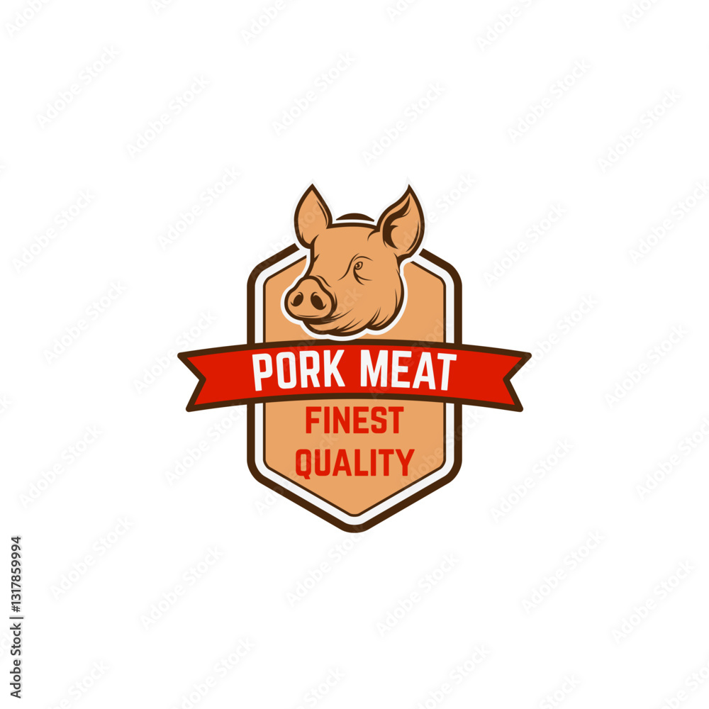 Farm fresh pork meat. Emblem template Stock Vector | Adobe Stock