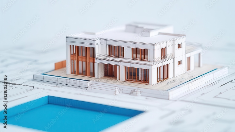 ภาพประกอบ Stock Explodedview technical drawing of a mansions rooftop ...