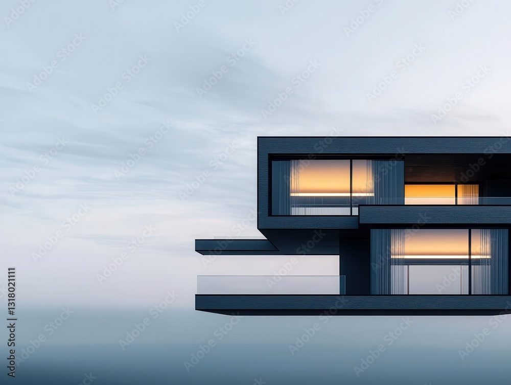 Exploded view of a modern mansion s cantilevered balcony, showcasing ...
