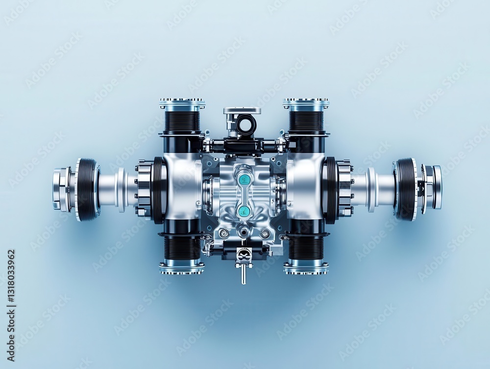 Crosssectional technical diagram of a hybrid internal combustion engine ...