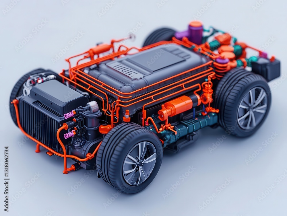 Stock-Illustration „Detailed schematic of a hybrid engine s onboard ...