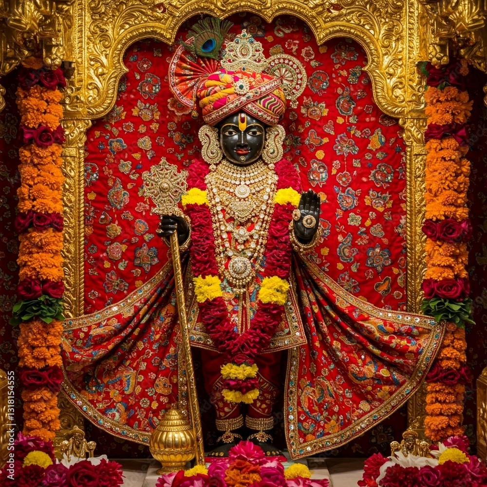 Dwarkadhish Photo HD 4K | Divine Murti of Lord Krishna in Dwarkadhish Temple Stock Photo | Adobe ...