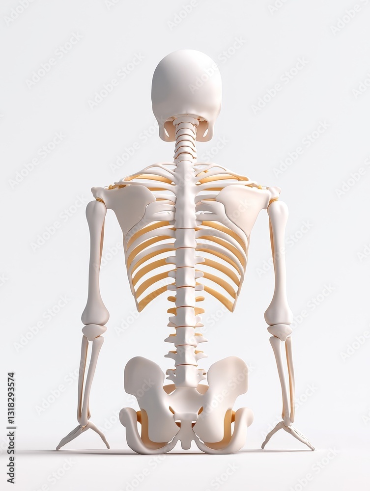 Anatomical Structure of Human Back Skeleton Depicting Rib Cage and ...