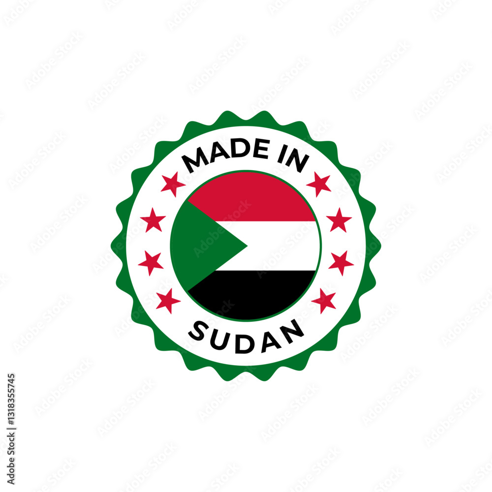 Made in Sudan vector badge design with national flag Stock Vector ...
