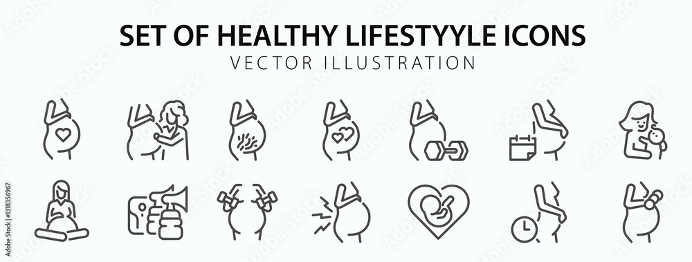 Pregnancy icon set. It included pregnant, mom, mother, Prenatal Care ...