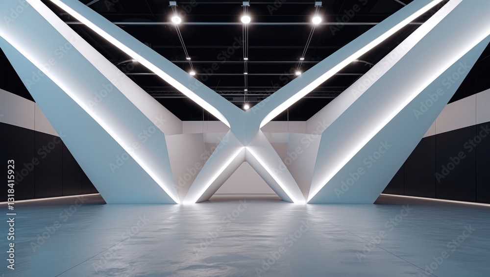 Exhibition booth for mockup and identity, display design. Unoccupied ...