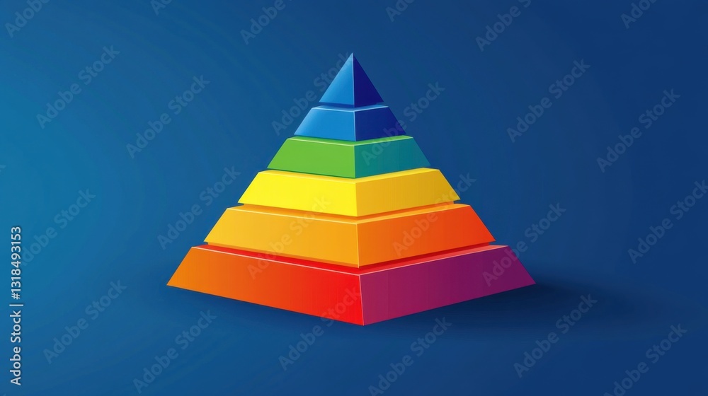 A pyramid diagram of Maslow Hierarchy of Needs with vibrant colors ...