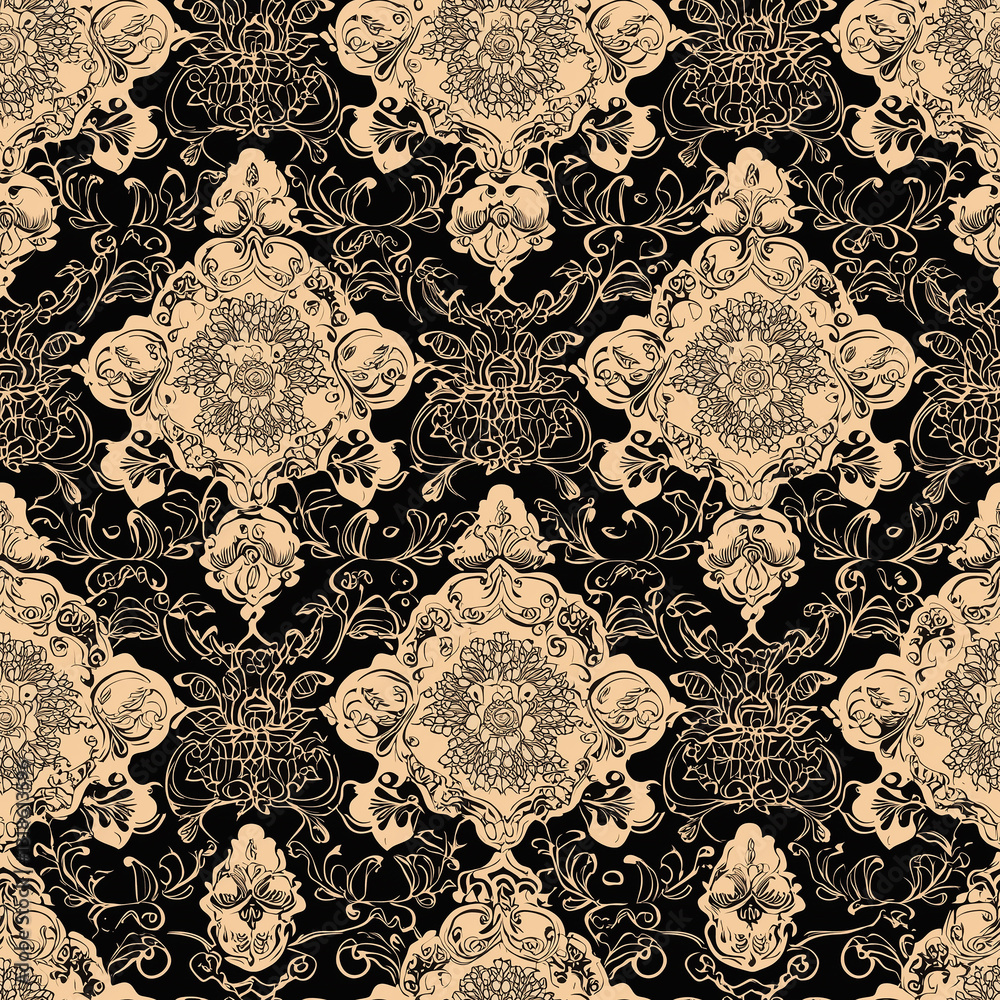 Seamless kebaya patterns featuring traditional fabrics like brocade and ...