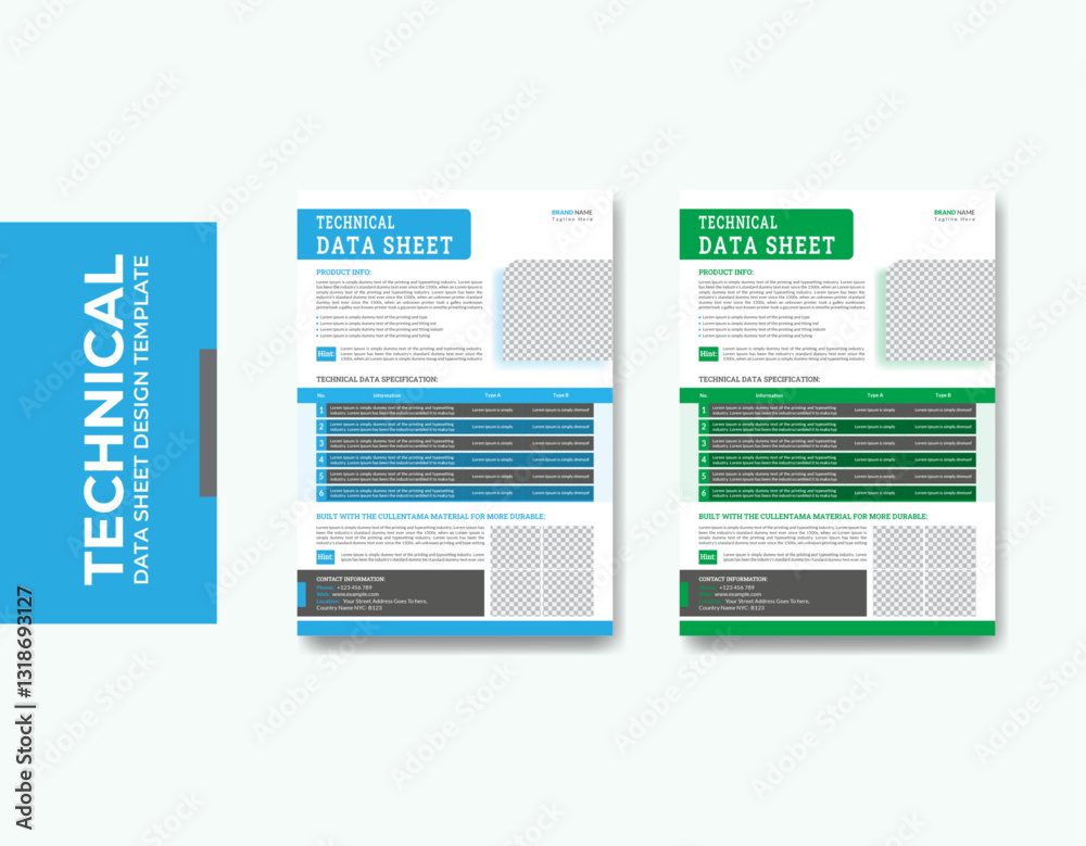 Technical Data Sheet Design Stock Vector | Adobe Stock