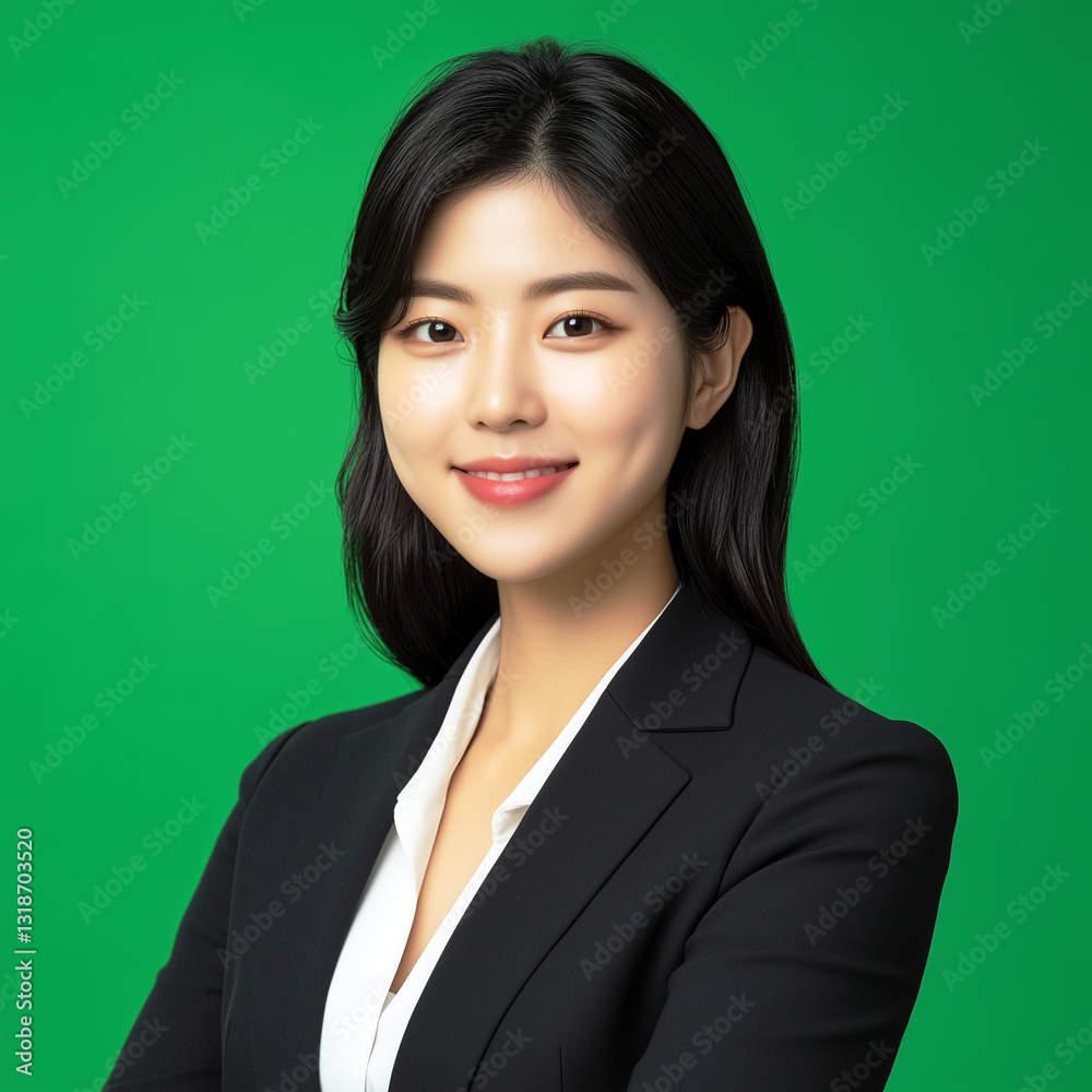 portrait of a Asian Korean Japanese professional woman female TV news ...