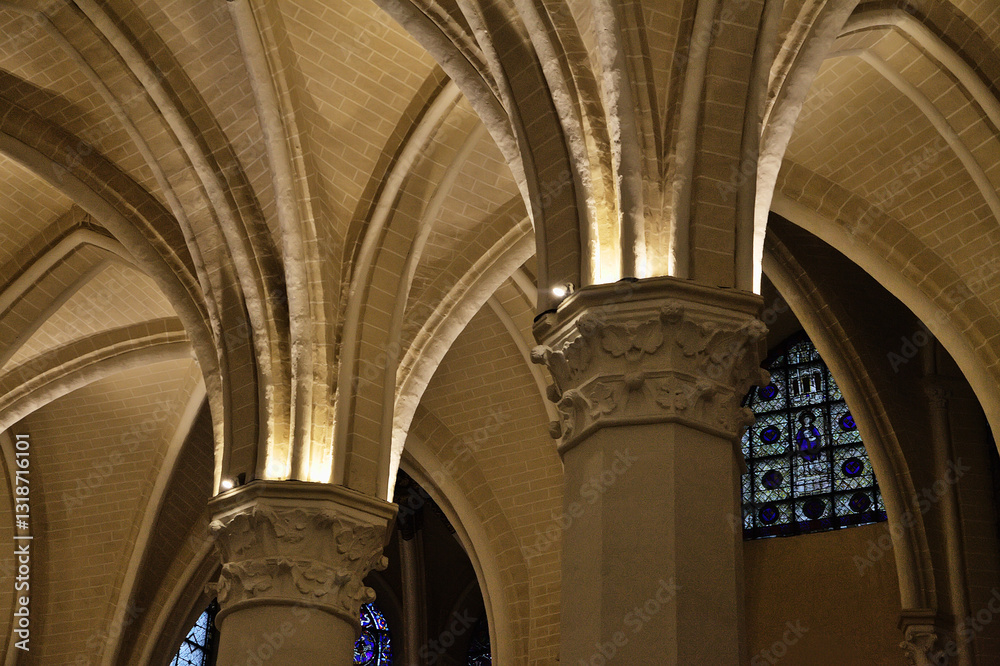 Gothic columns and arches of Notre-Dame de Chartres Cathedral in France ...