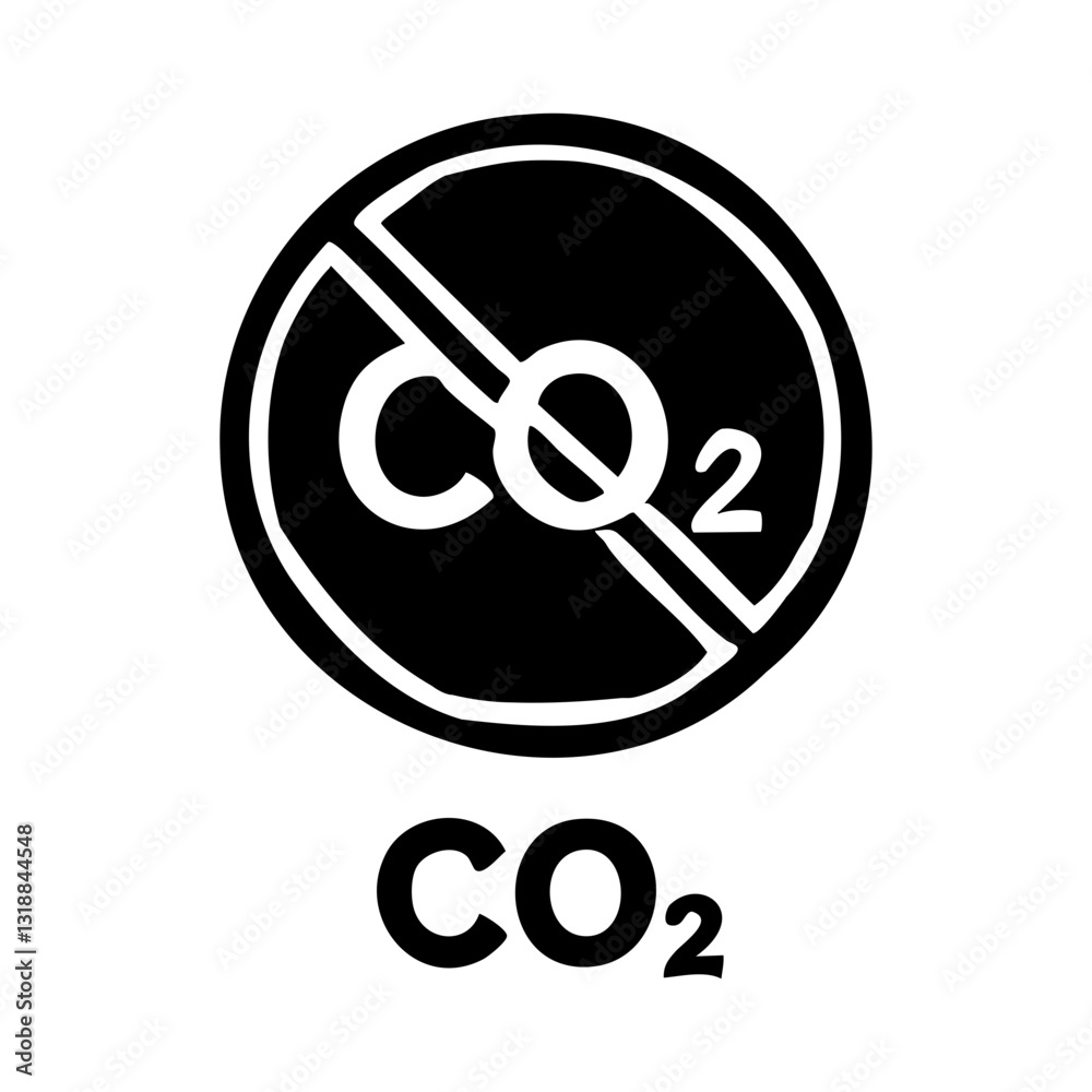 CO2 reduction symbol with prohibition sign Stock Vector | Adobe Stock