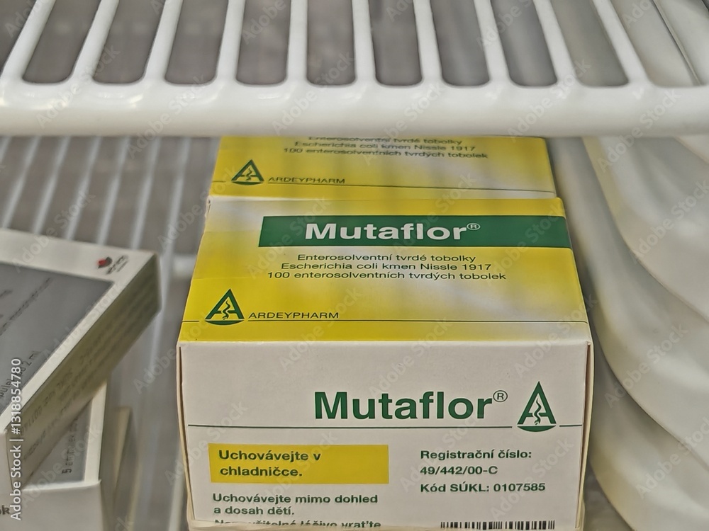 Prague,Czech Republic-March 9 2025: Mutaflor contains ESCHERICHIA COLI ...