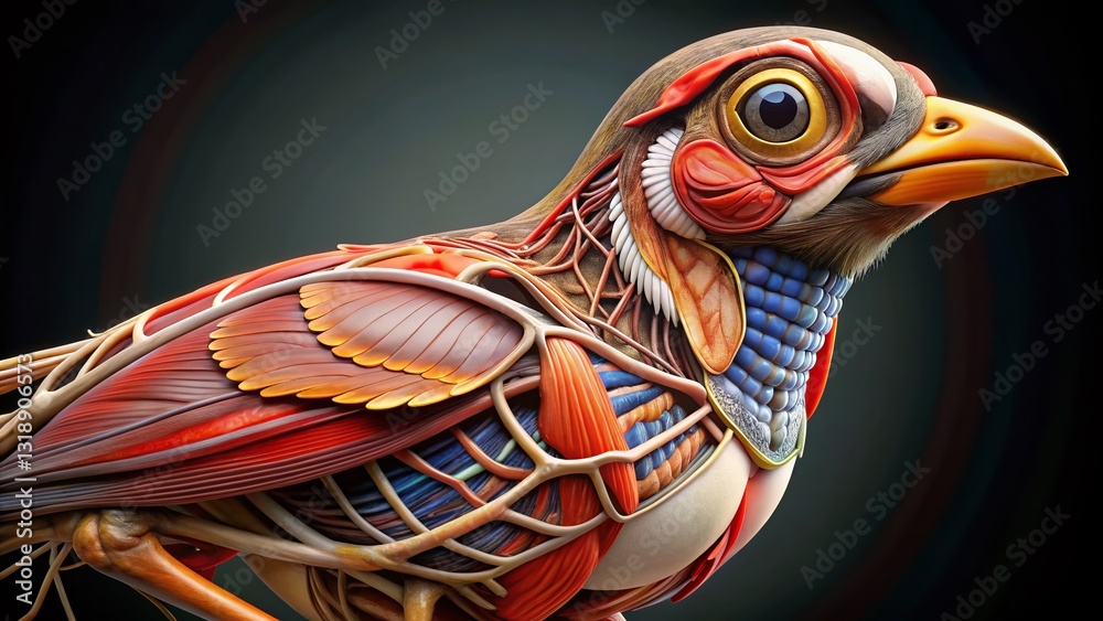 Bird Anatomy Cross Section: Detailed Internal Organs & Skeletal ...