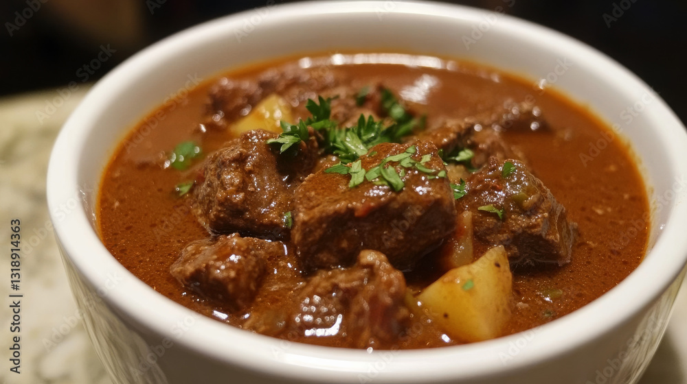 Hungarian goulash soup made with tender beef, sweet peppers, and ...