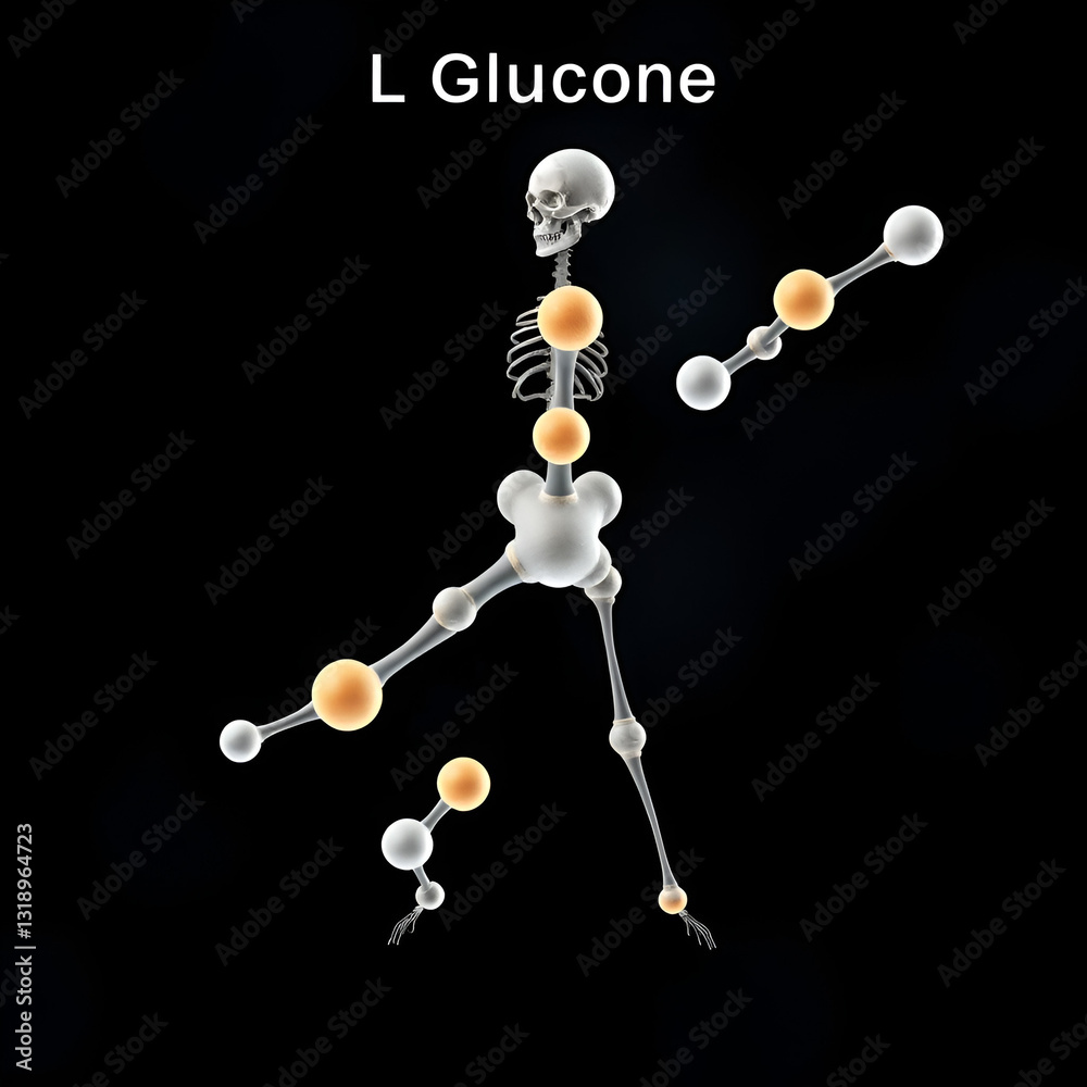 L-Glucose skeletal structure diagram.Sugar compound molecule scientific ...