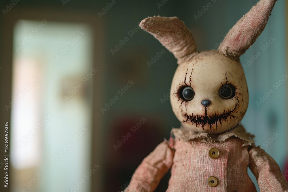 Scary easter bunny, Creepy vintage bunny doll, unsettling toy with dark ...