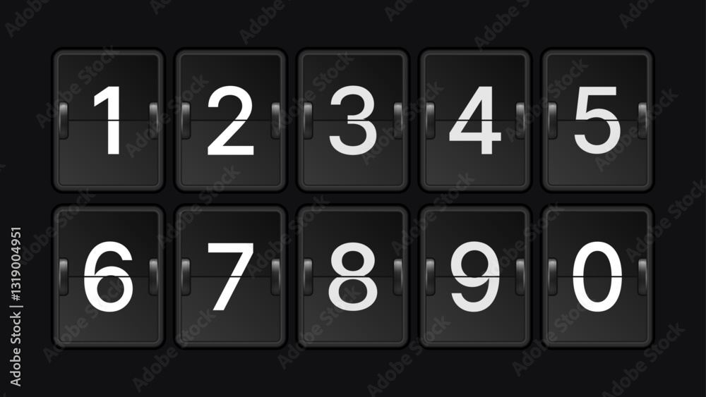 Vintage Flip Countdown Digital Clock Vector: Ticker Display for Arrival ...