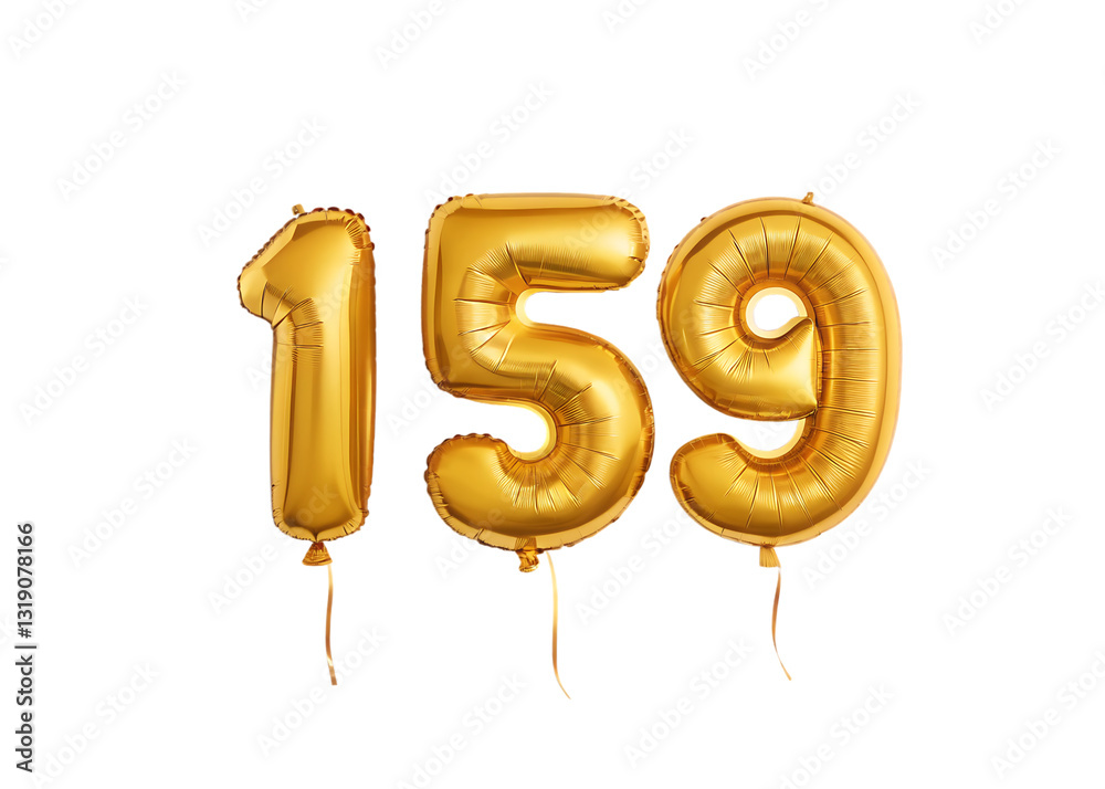 159 Number Shiny Gold Balloon, Celebratory Foil Balloon Decoration ...
