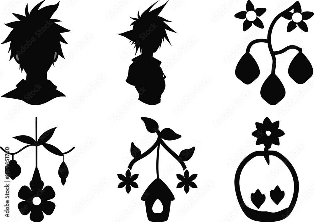 Kingdom Hearts Inspired Silhouette Vector Graphics: Sora Character ...