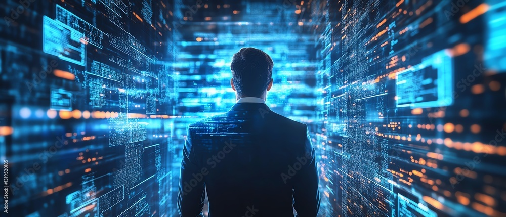 Businessman AI technology cyber security systems help businesses ...