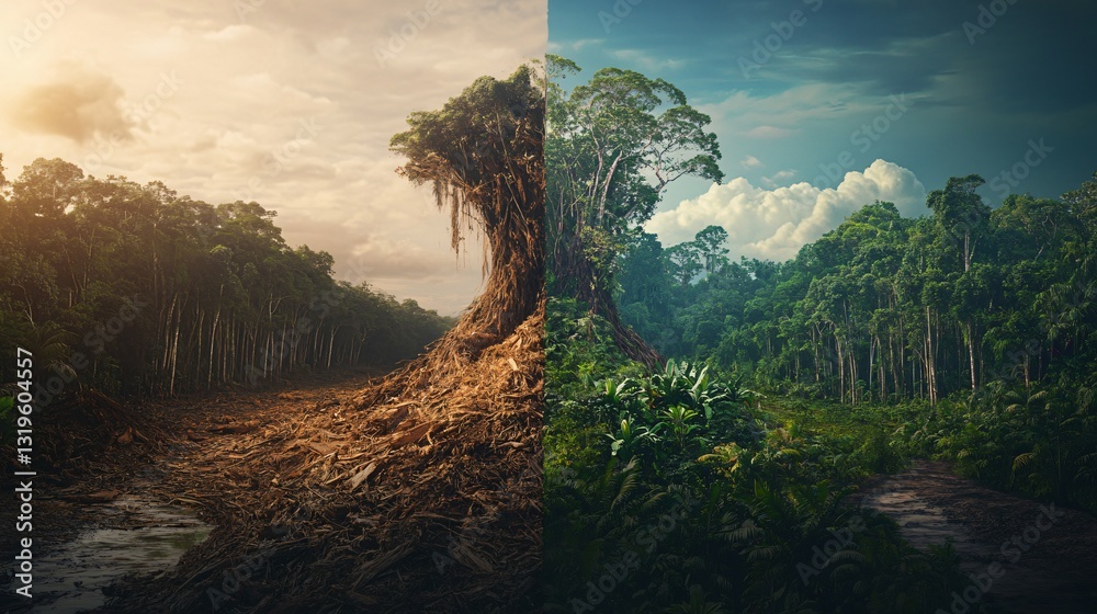 Deforestation vs reforestation a comparative landscape of nature’s ...
