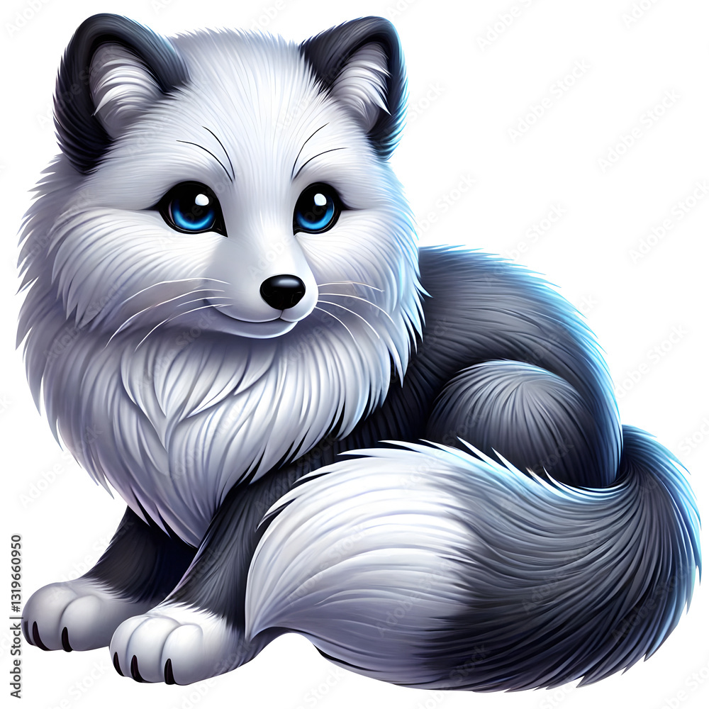 Cute Arctic fox illustration 3d model isolated on transparent ...
