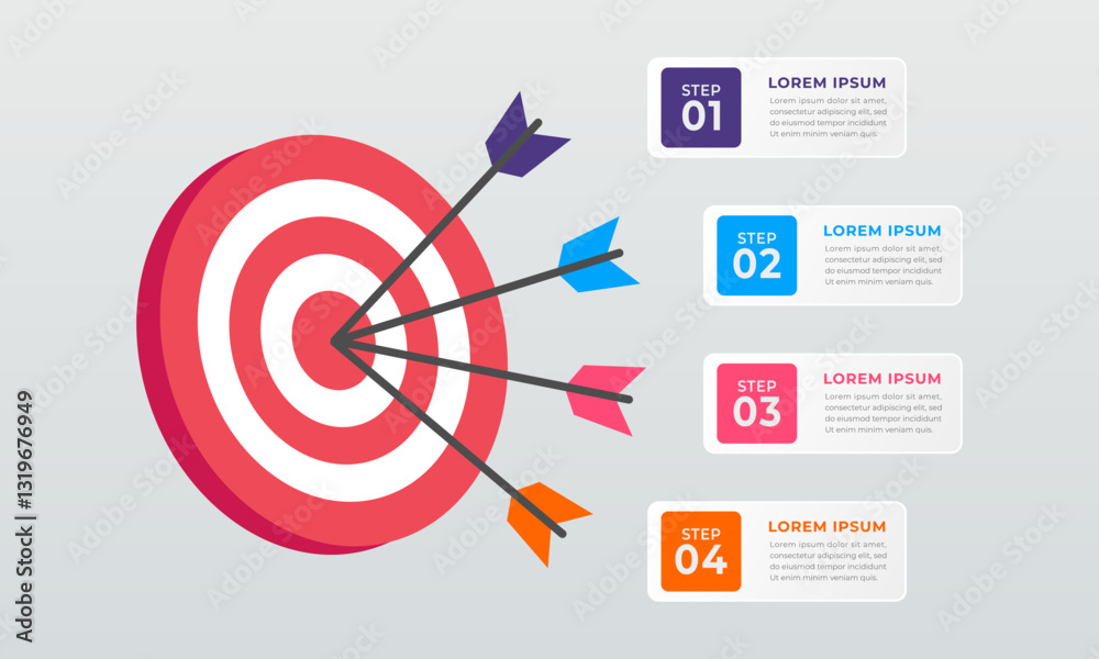 Target Infographic with 4 Steps Stock Vector | Adobe Stock