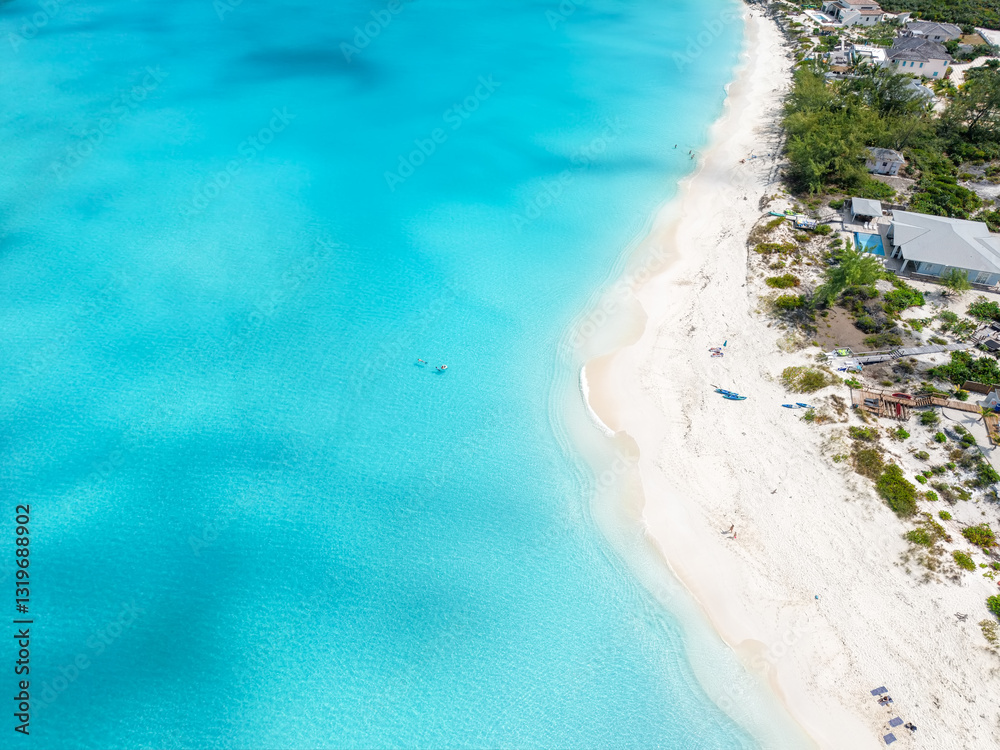 Aerial view of the turquoise shining ocean at the famous Tropic of ...