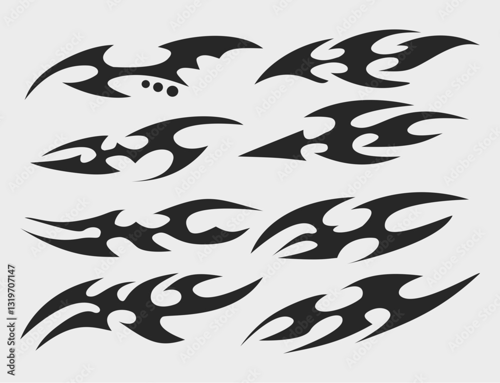 Neo tribal tattoo design elements set Y2k style, neo tribal element for ...