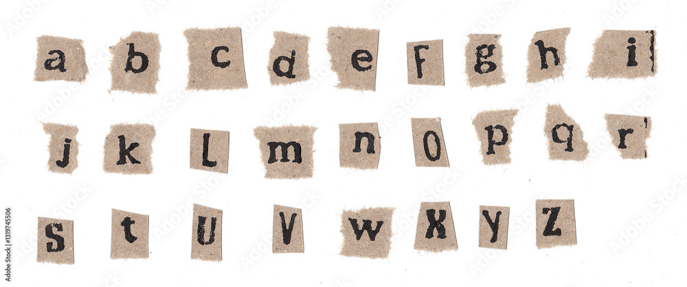 Ilustración de Stock Ransom Note Letters Cutout Ripped Font Alphabet ...