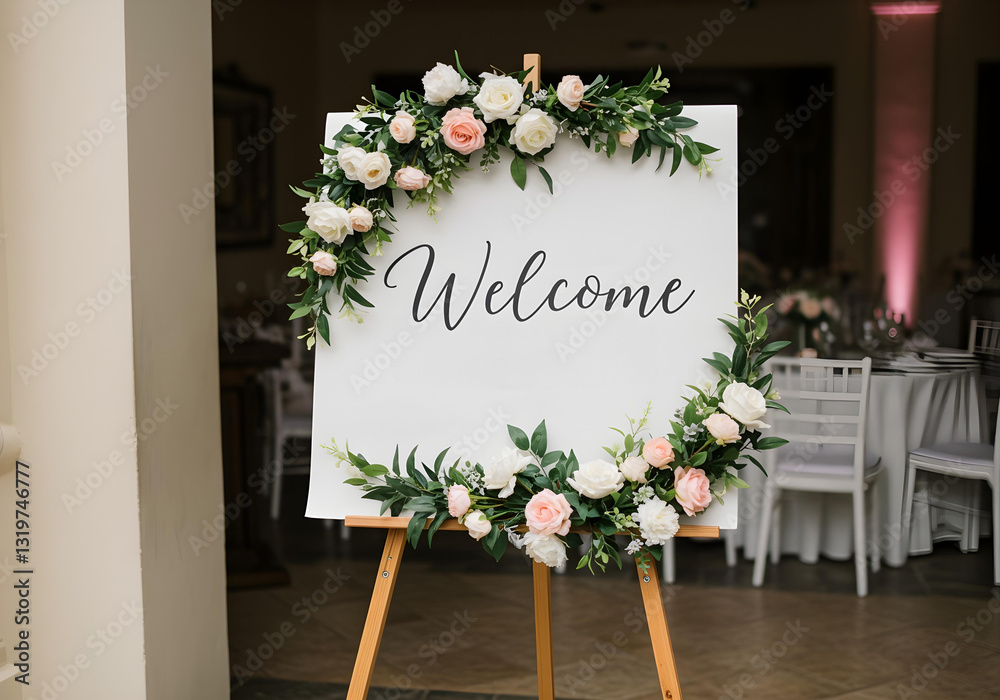 Welcome sign to welcome guests arriving to your wedding. Stock Photo ...