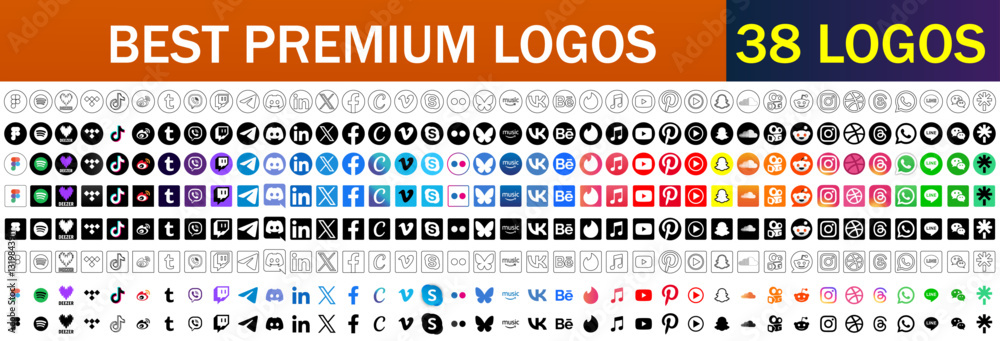 Best premium set of 38 high-quality social media and digital platform ...