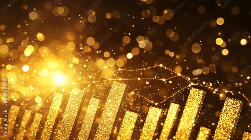 Golden Glitter Background for 2025 Economic Growth Chart Stock ...