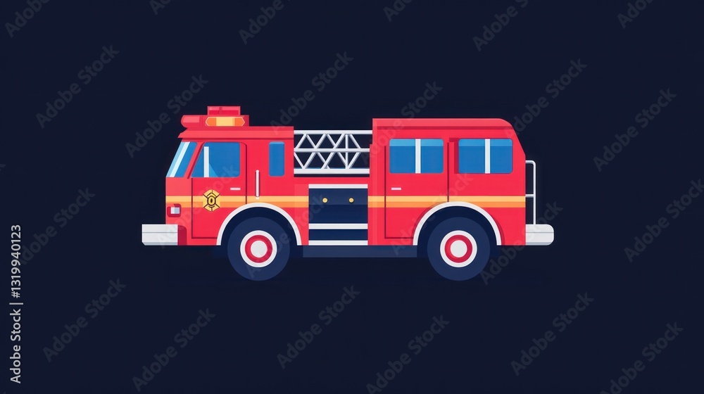Illustrative Fire Truck Design with Bold Colors and Modern Graphics for ...