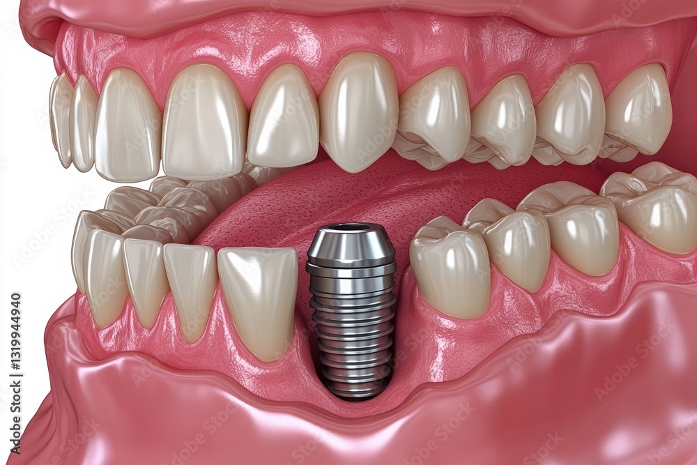 Dental implant procedure restoring function and appearance of missing ...